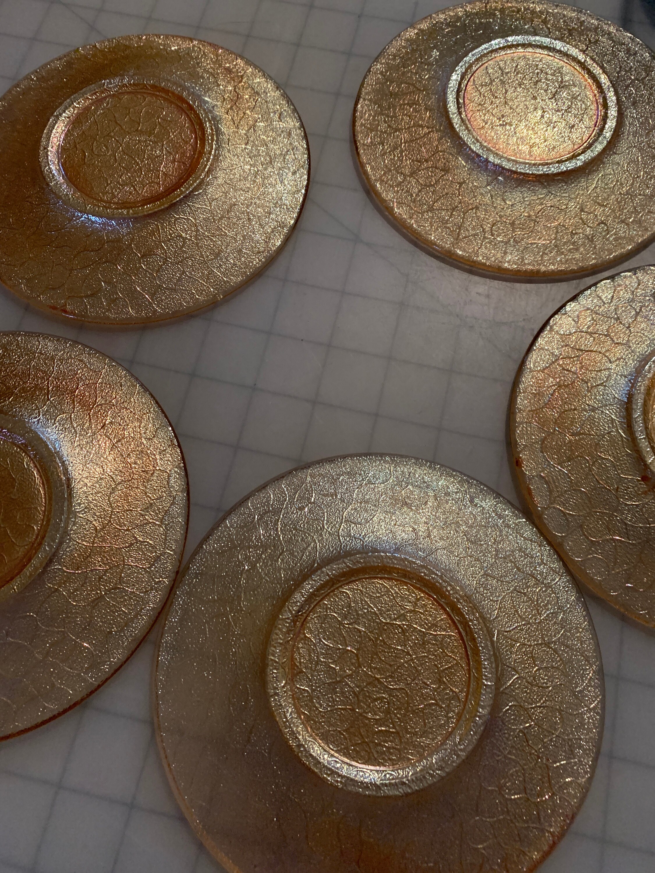 Set of Peach Carnival Glass Plates, Marigold Carnival Dessert Plates - Etsy