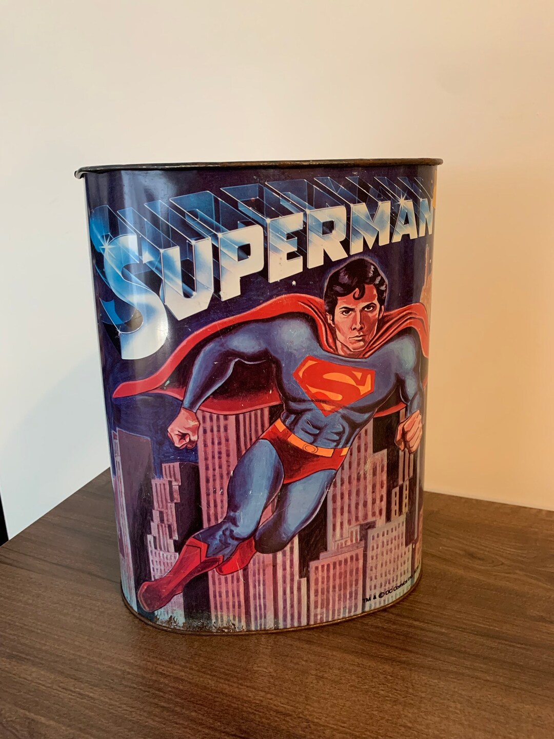 1978 Superman Trash Can, Vintage Superman Metal Trash Can as Is - Etsy