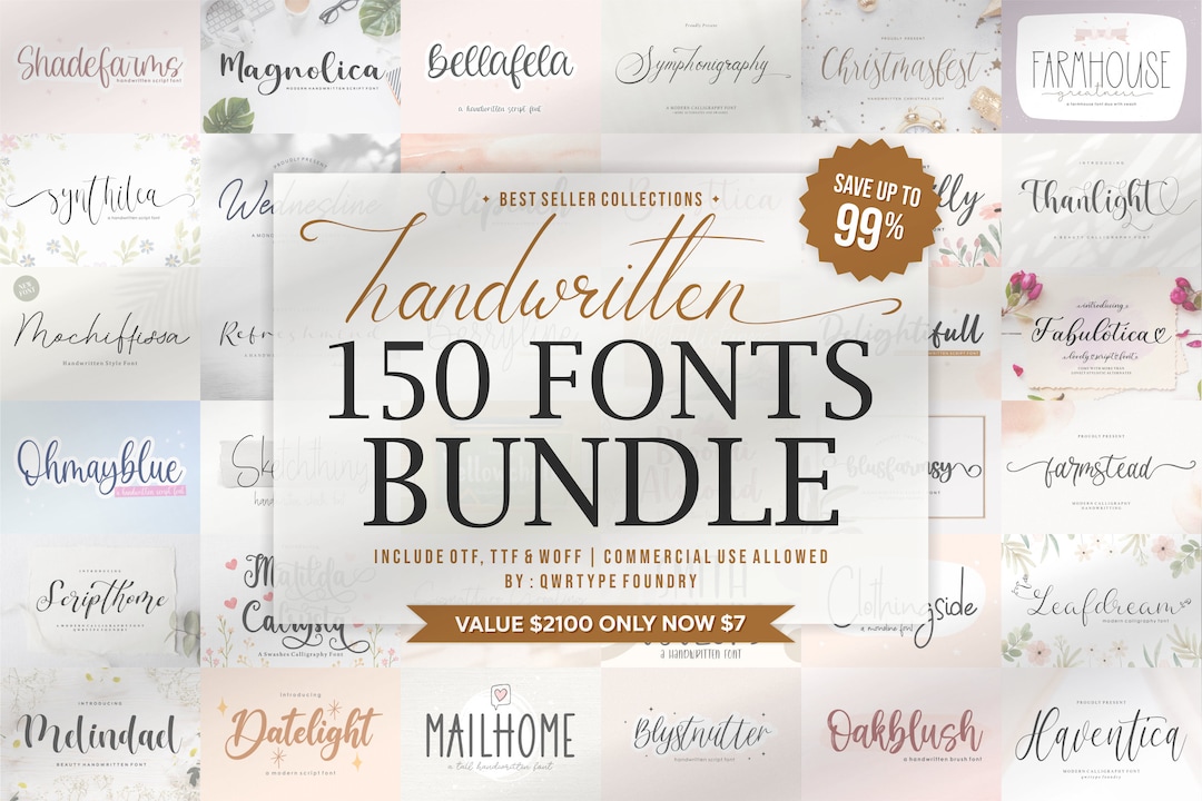 Buy Fonts Handwritten Fonts , Font Bundle, Calligraphy Fonts, Cricut ...