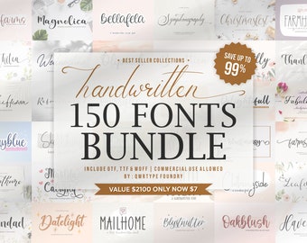 Font Bundle, Handwritten Fonts, Calligraphy Fonts, Cricut Font, Procreate Font, Script Font ...