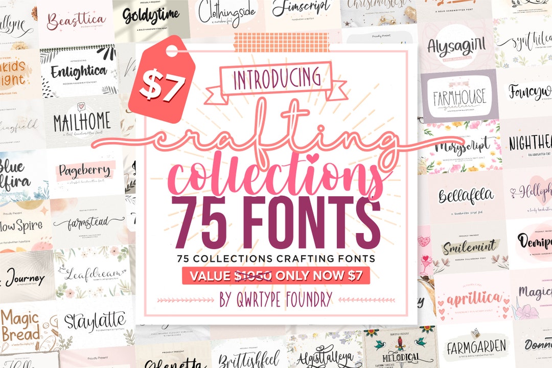 Crafting Font Bundle: 75+ Handwritten & Farmhouse Fonts - Etsy