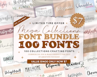 55 Font Bundle, Handwritten Fonts, Calligraphy Fonts, Cricut Font ...