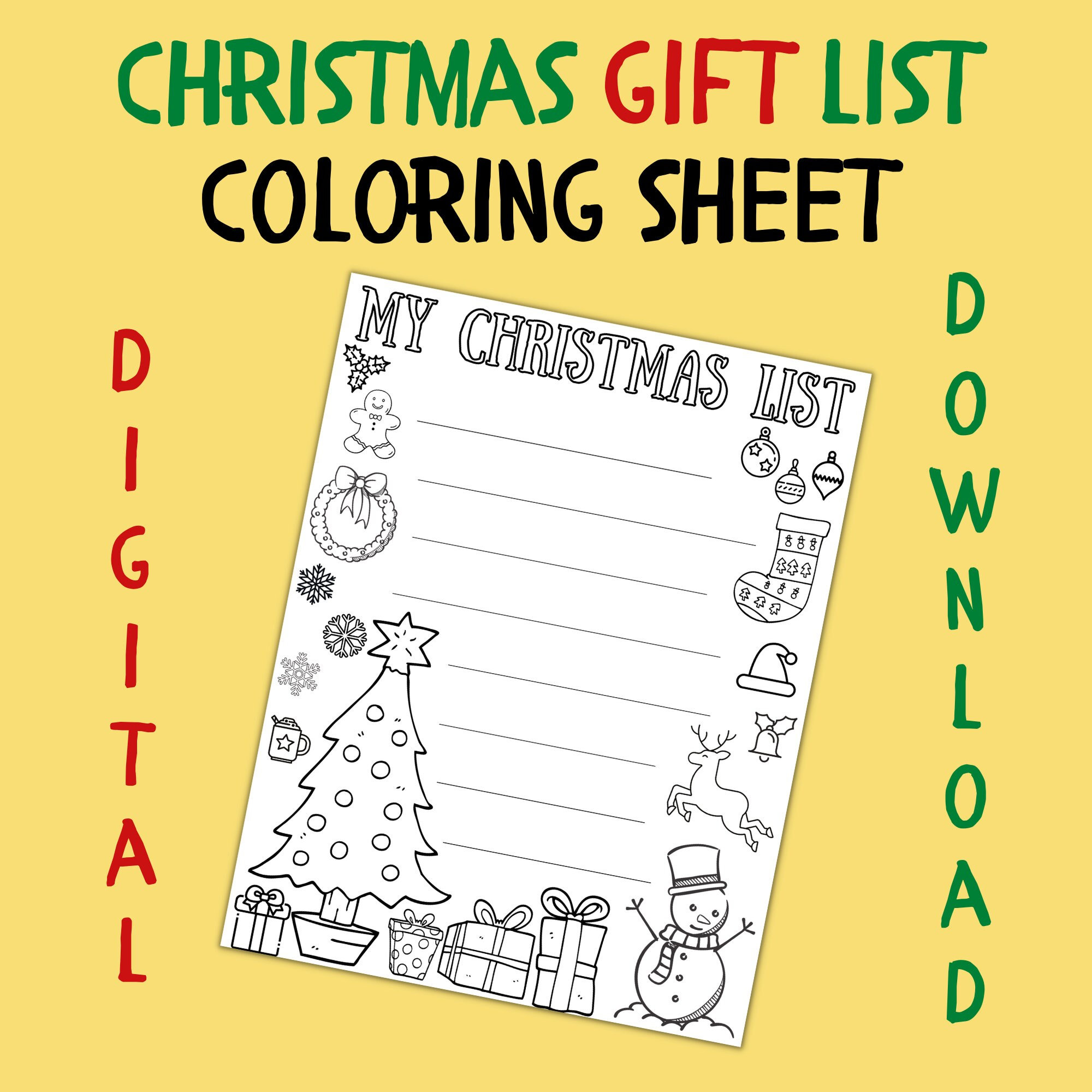 Christmas List Coloring Page