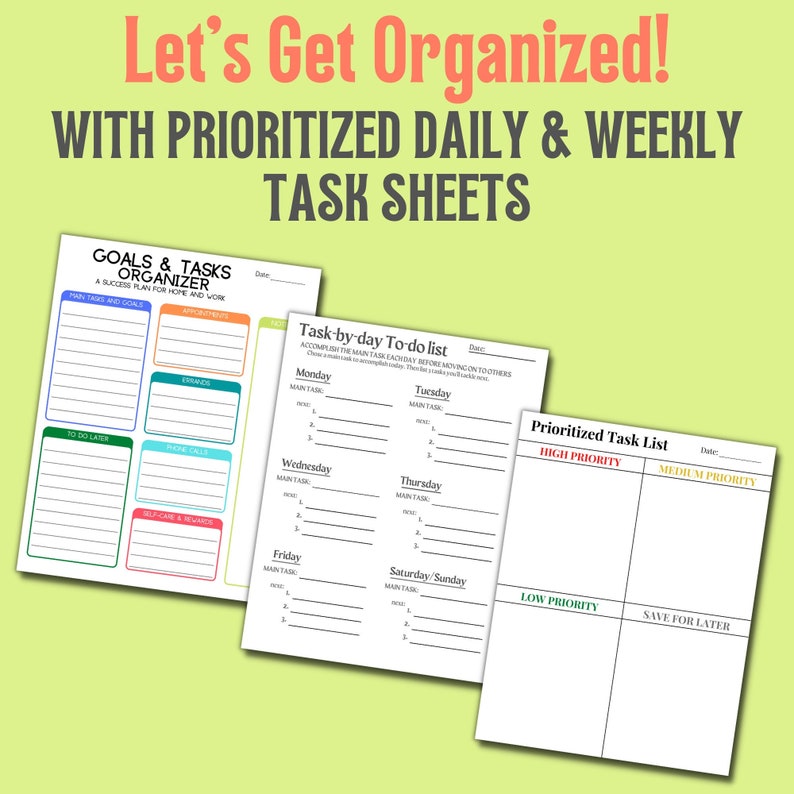 Daily Planner Printable | to Do Lists Organizer | Task Tracker - Etsy