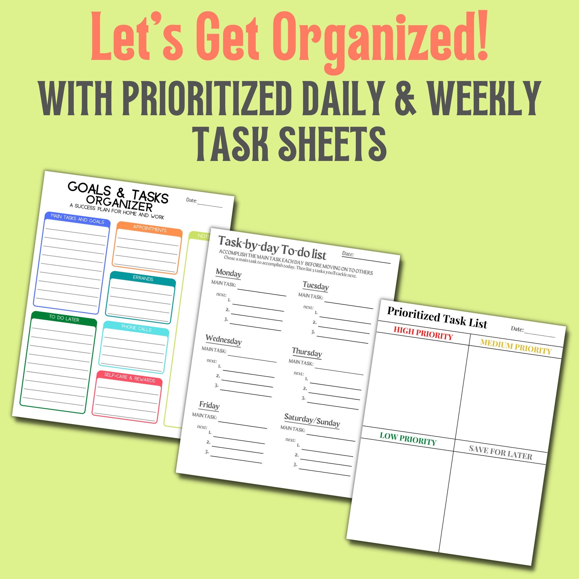 Daily Planner Printable to Do Lists Organizer Task Tracker - Etsy