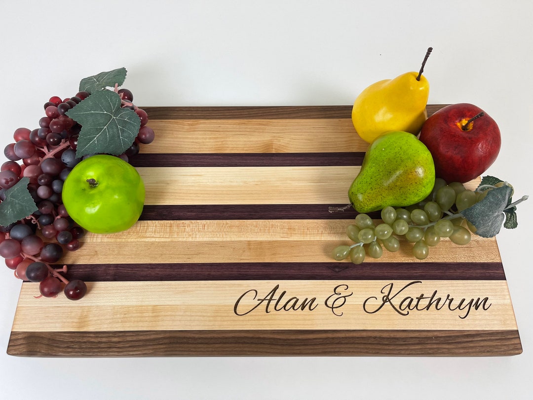 Handmade Solid Wood Purple Heart, Walnut, Maple Reversible Cutting ...