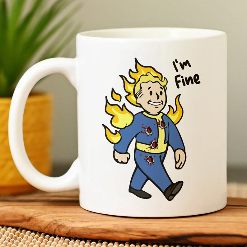 Fallout Mug Vault Boy I'm Fine Mug Ceramic Gift for Him Her Mug 11oz ...