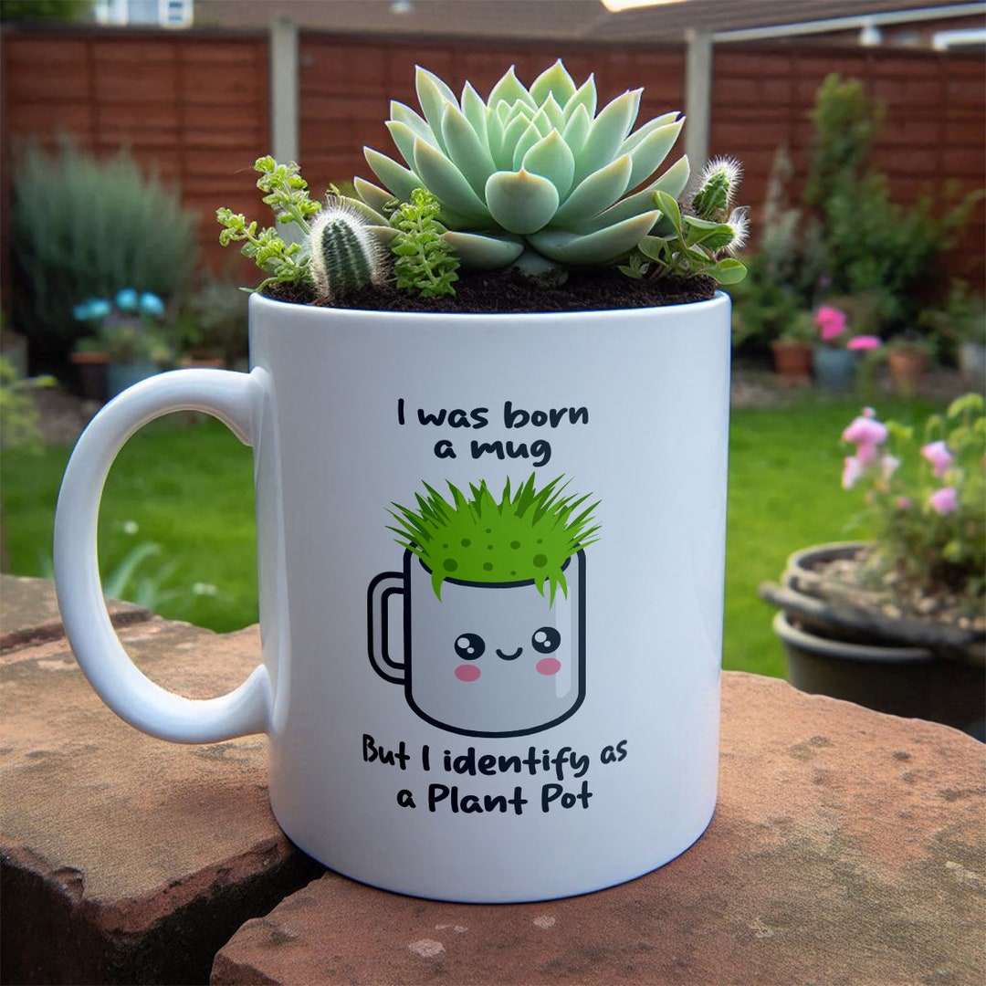 Funny Plant Pot Mug Cute Plant Pot Vase Cactus and Succulents Funny Cachepot Ceramic Mug i ...
