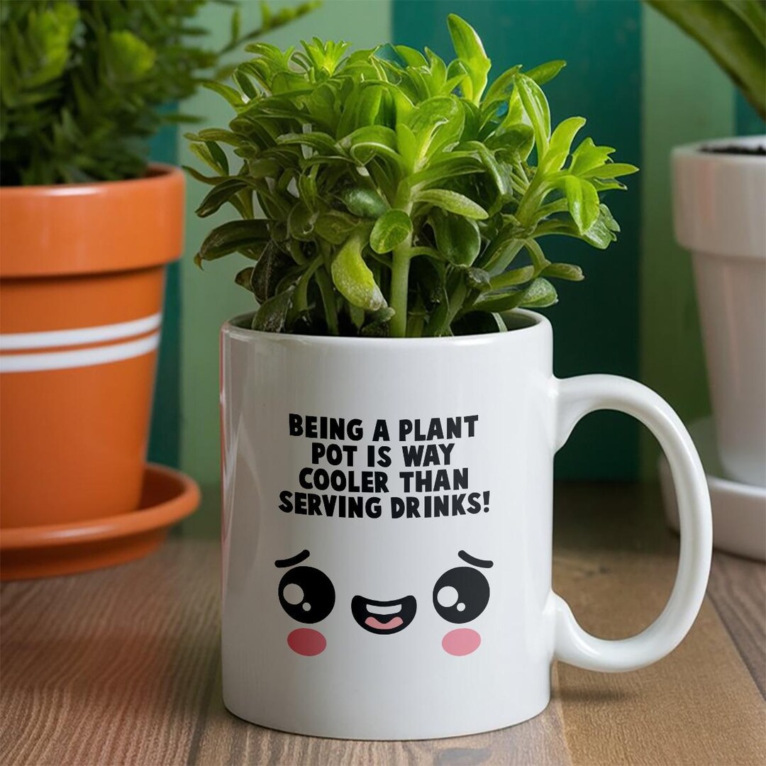 Funny Plant Pot Mug Cute Plant Pot Vase Succulents Cactus Funny Cachepot Ceramic Mug Being a ...