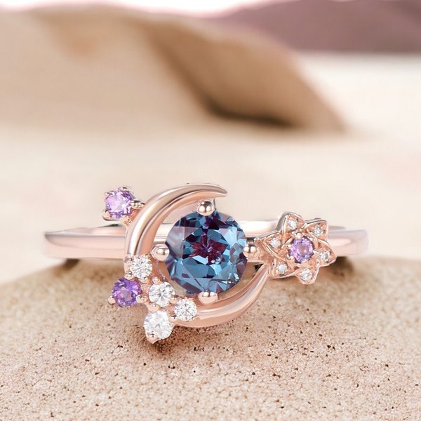 Moon Engagement Ring - Etsy