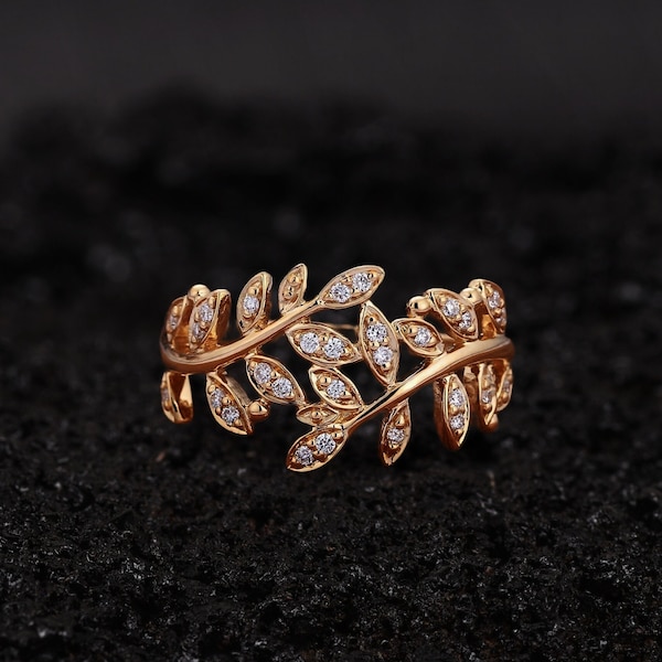 Diamond Leaf Ring - Etsy