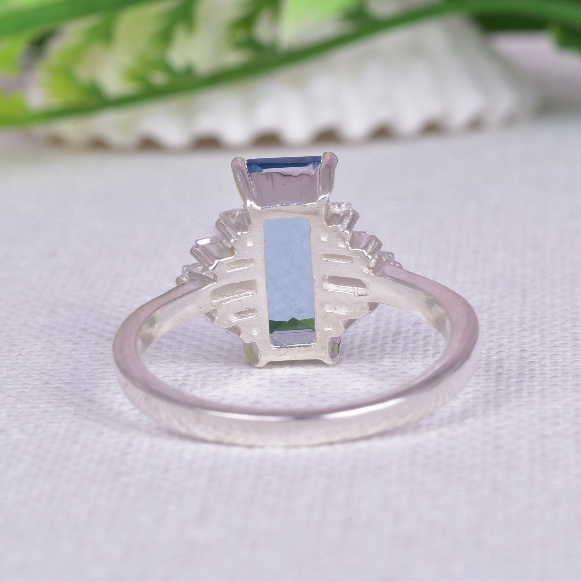 Aquamarine Engagement Ring Baguette Aquamarine Ring 925 - Etsy