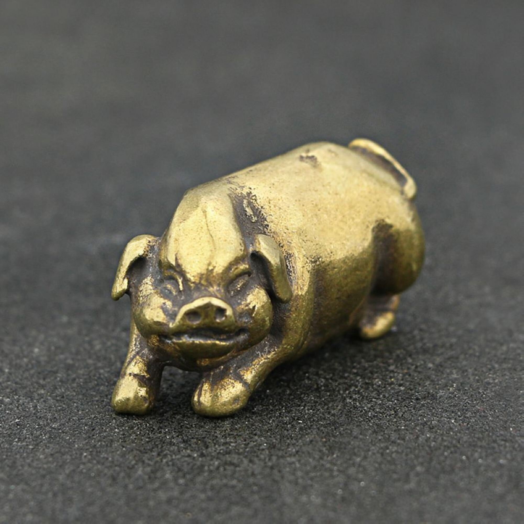 Antiqued Curio Chinese Solid Bronze tang Danasty Pig Statue Sculpture ...