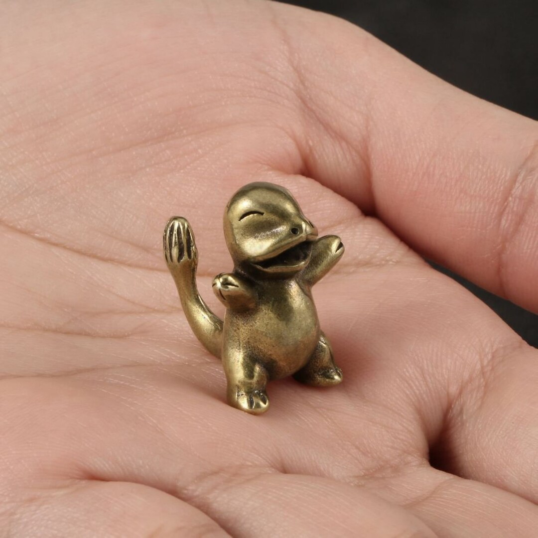 Antiqued Chinese Solid Brass Cute Charmander Statue Figurine Home ...