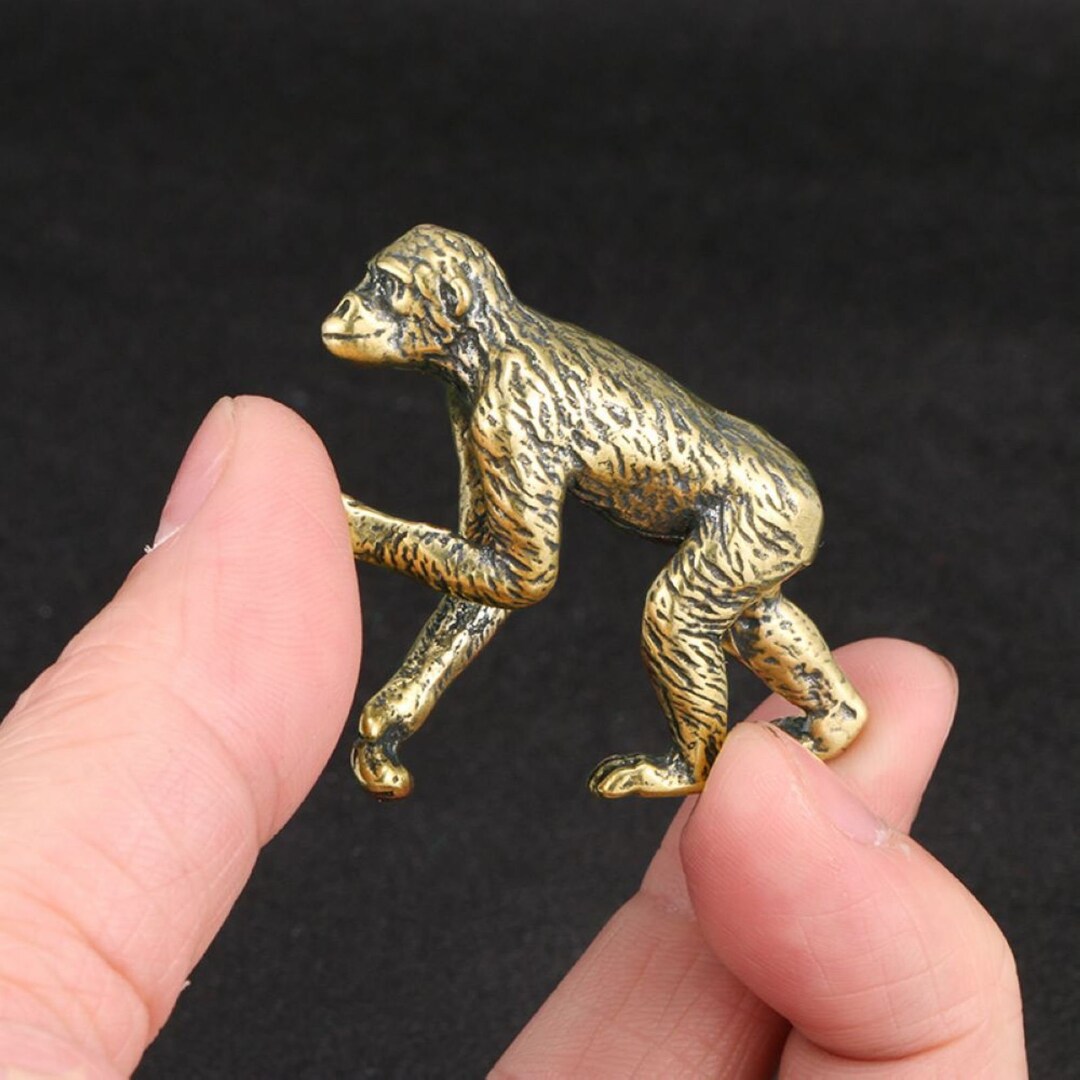 Zodiac Chinese Handmade Solid Brass Monkey Statue Animal Figurines ...