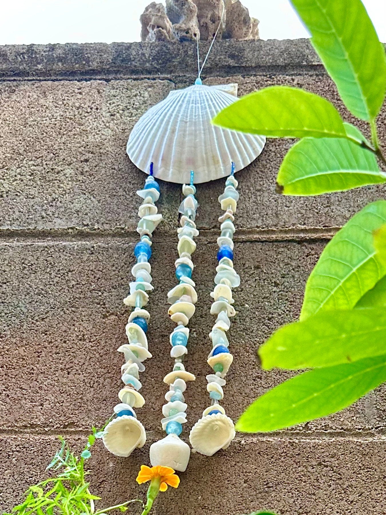 White & Blue Ocean Large Scallop Shell Mobile - Etsy