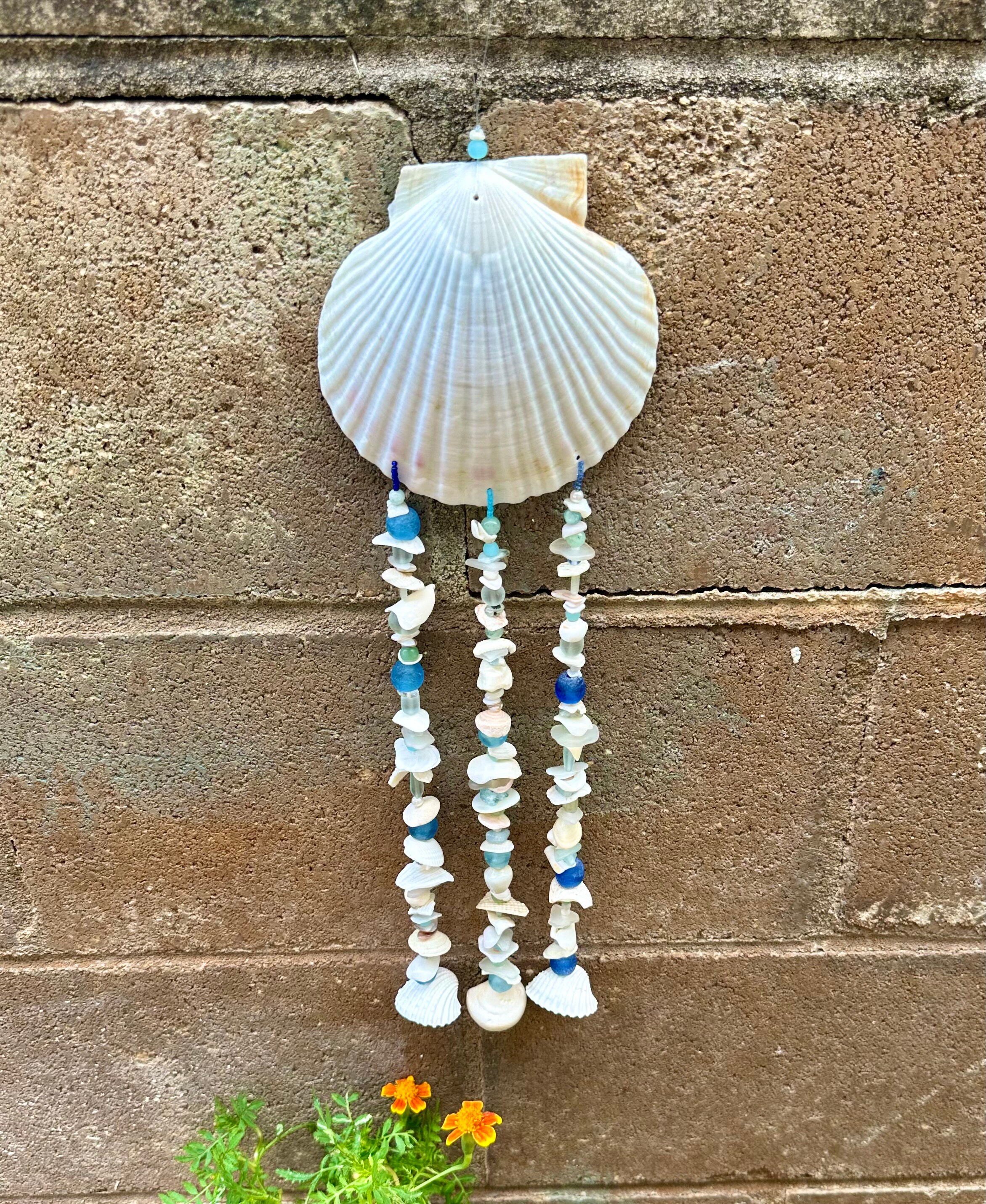 White & Blue Ocean Large Scallop Shell Mobile - Etsy