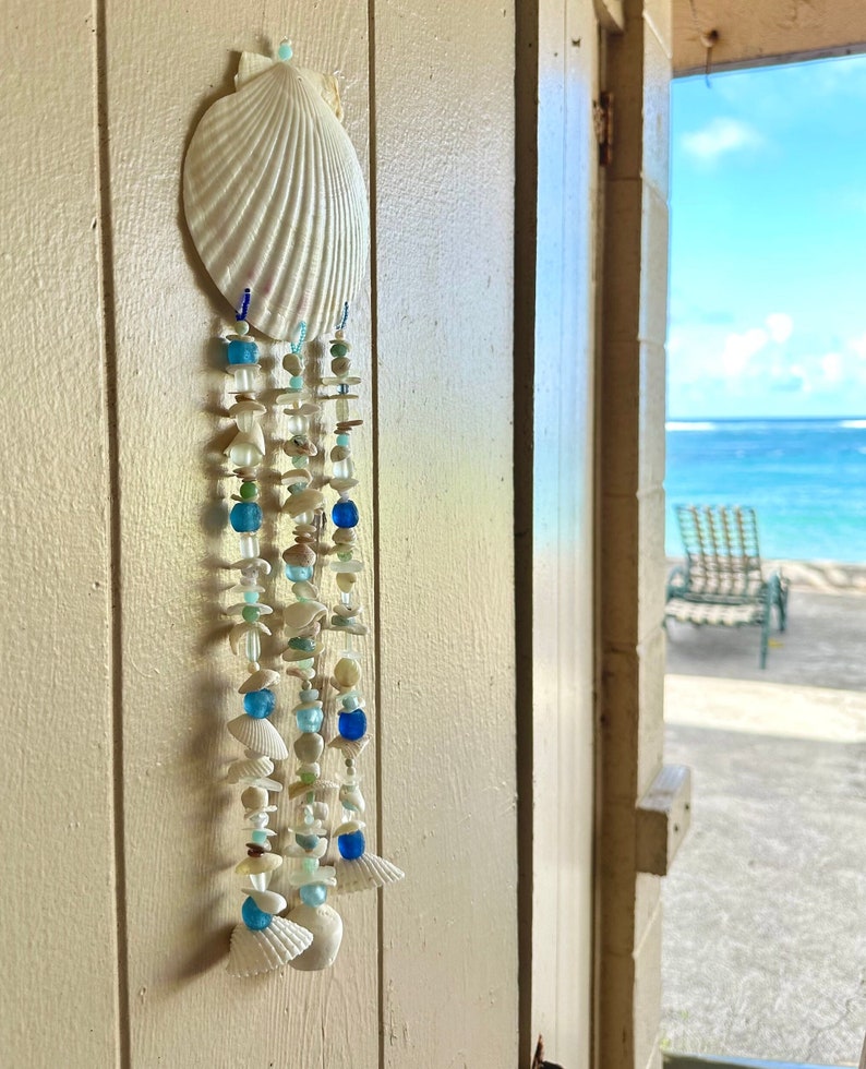 White & Blue Ocean Large Scallop Shell Mobile - Etsy