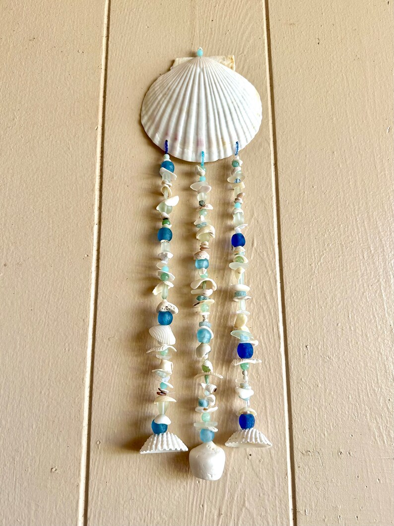 White & Blue Ocean Large Scallop Shell Mobile - Etsy