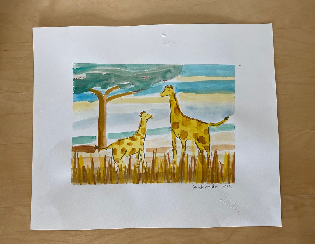 Animal Safari Watercolor Drawing for Nursery or Gift - Etsy