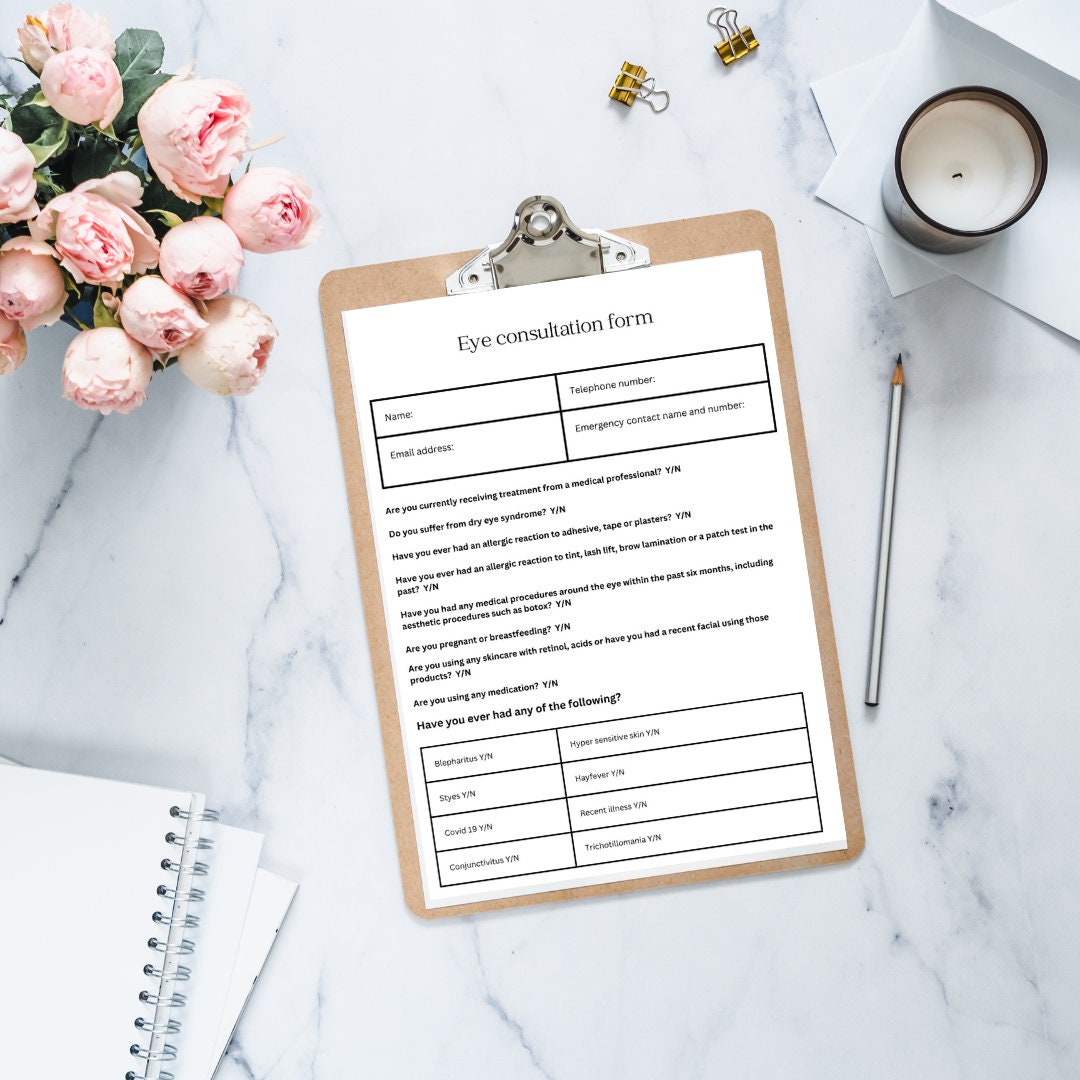 Eye Consultation Form. Client Record Card. Beauty Consultation. Salon ...