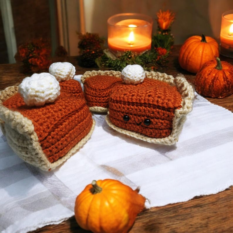 Crochet Pumpkin Pie Slice Plush | Whipped Cream Topping, Fall Decor - Etsy