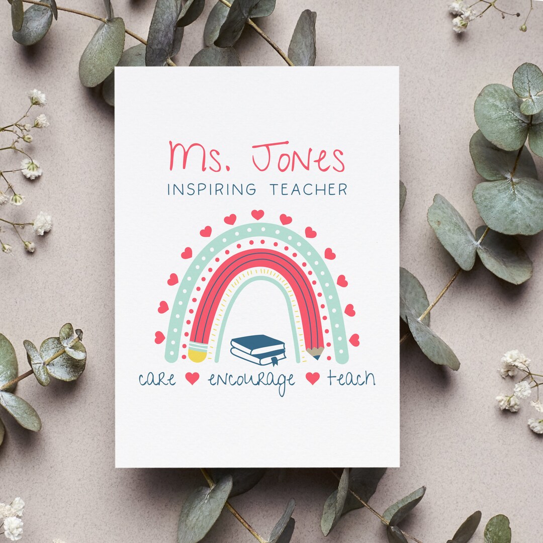 Personalized Teachers Day Card, Custom Teacher From Student Thank You ...