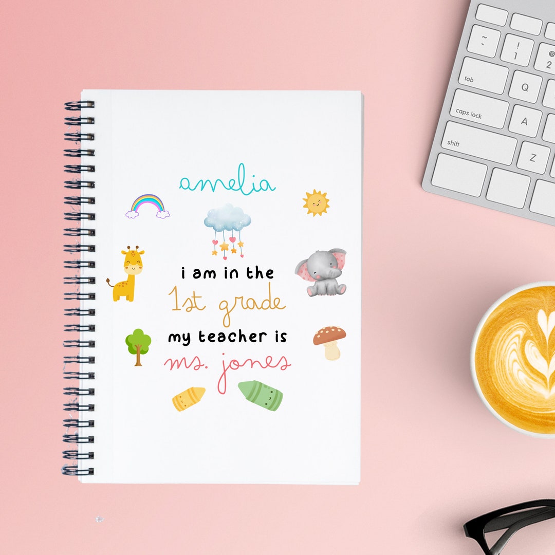 Personalized 1st Year of School Notebook, Custom Name Back to School ...