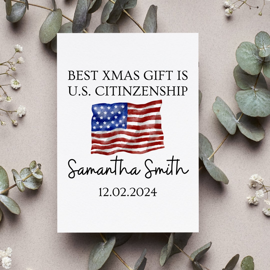 Personalized Us Citizenship Card, First Christmas as Us Citizen Gift ...