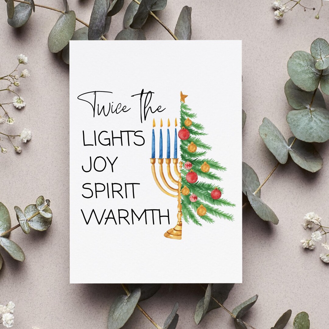 Hannukah Christmas Card, Jewish Holiday Gift, Chanukah Christmas ...