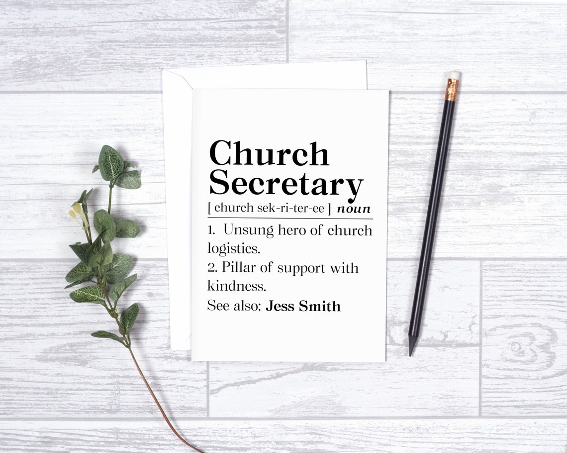 Personalized Church Secretary Thank You Card, Religious Appreciation ...