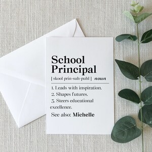 Personalized School Principal Definition Card, School Appreciation Gift ...