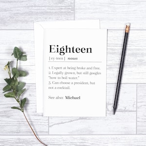 Personalized Eighteen Birthday Card, Funny 18th Bday Gift, Eighteen for ...