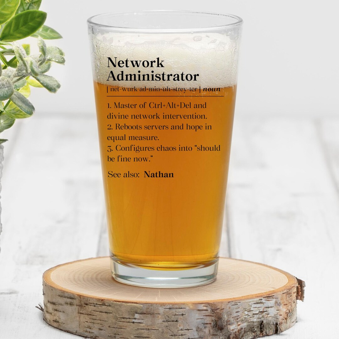 Personalized Network Administrator Birthday Pint Glass, Custom Network ...
