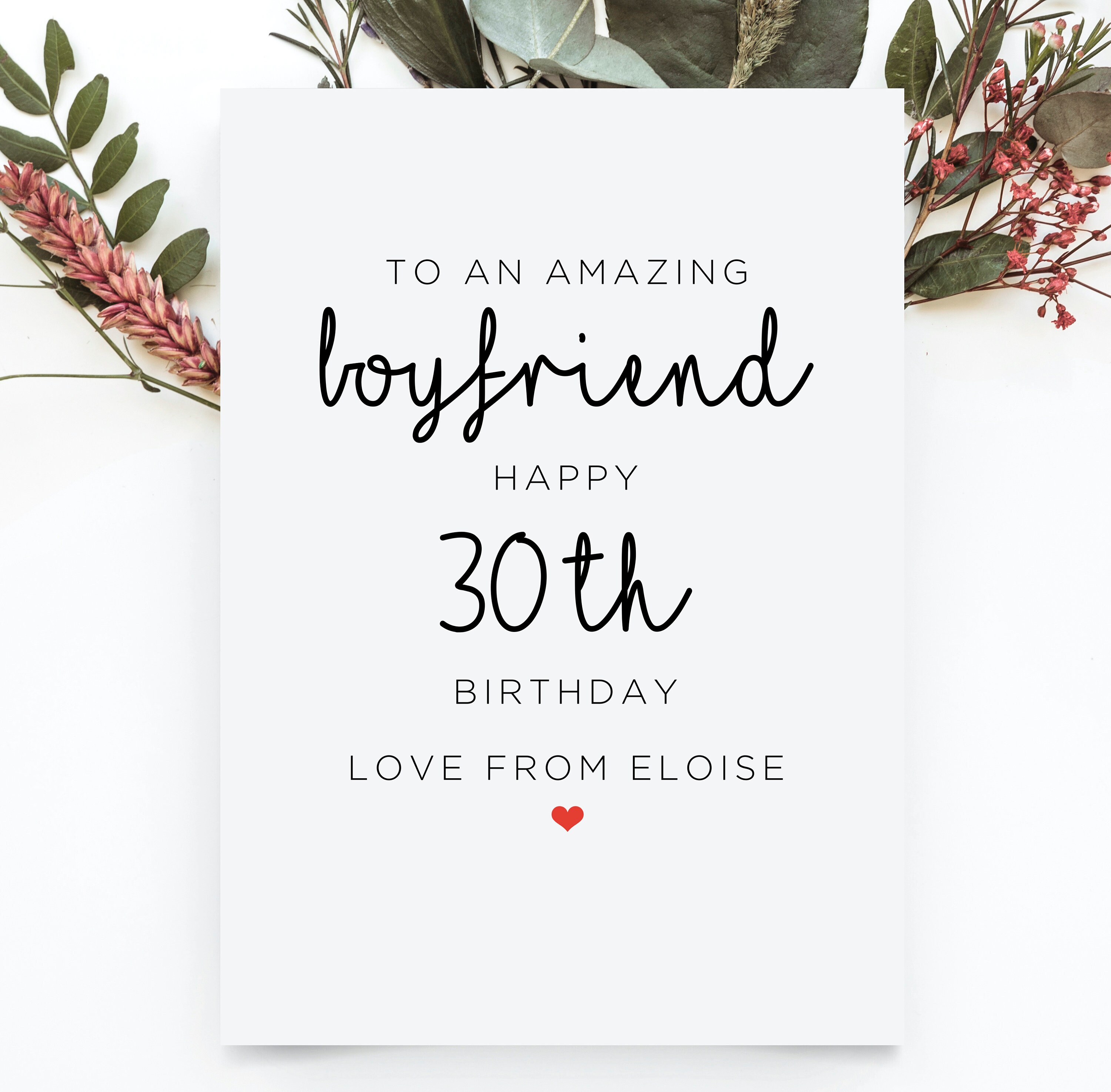 Personalized Boyfriend 30th Birthday Card 30th Birthday Card - Etsy