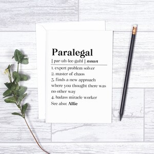 Personalized Paralegal Definition Card, Thank You to Paralegal Gift ...