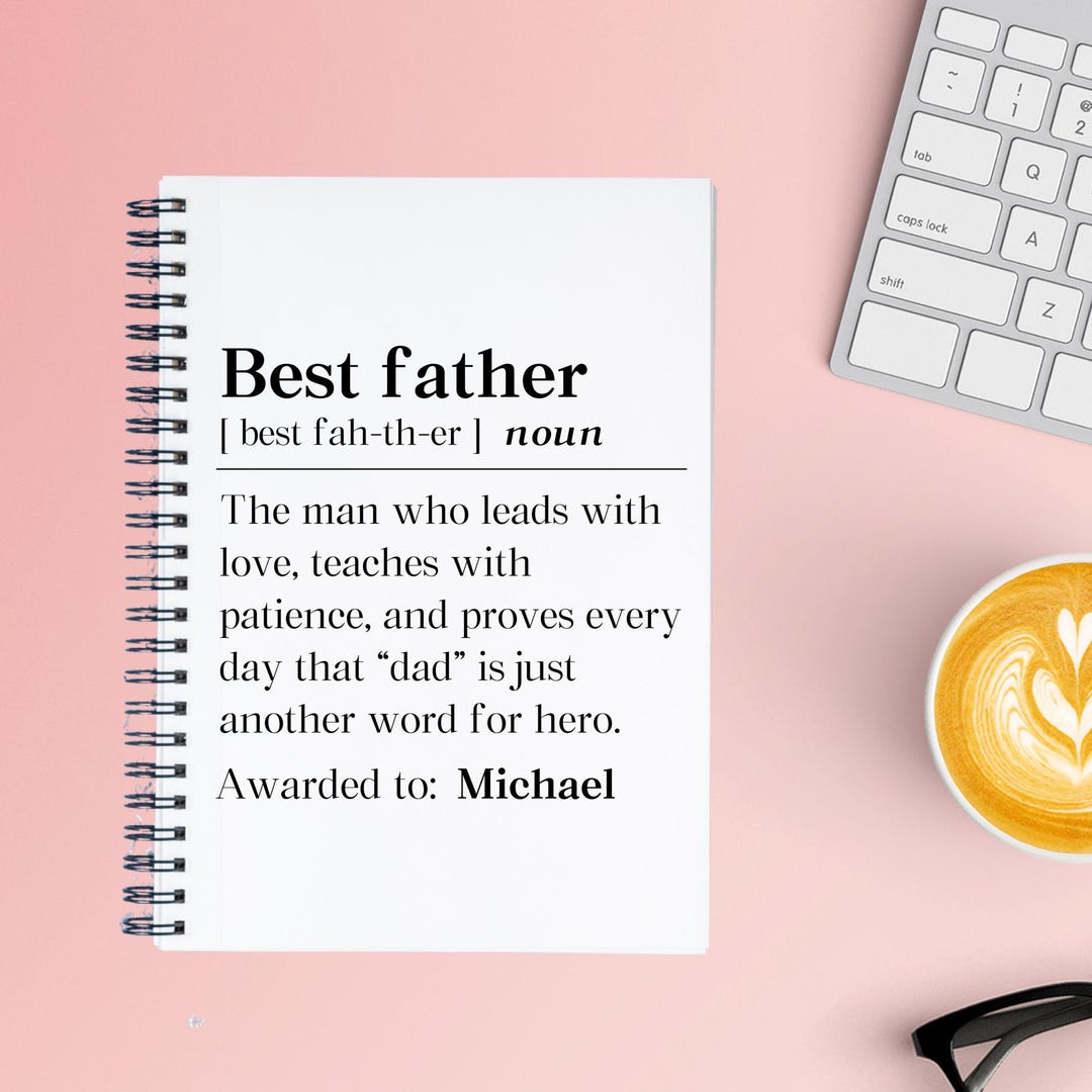 Best Father Definition Personalized Notebook, Best Dad Definition Gift ...