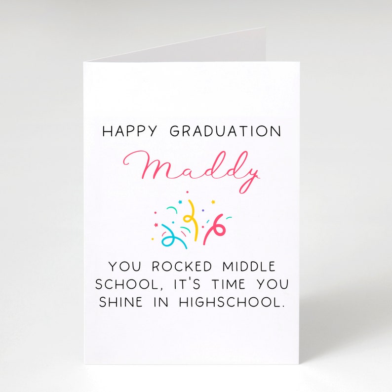 Personalized Middle School Graduation Card, From Mom Gift, School ...