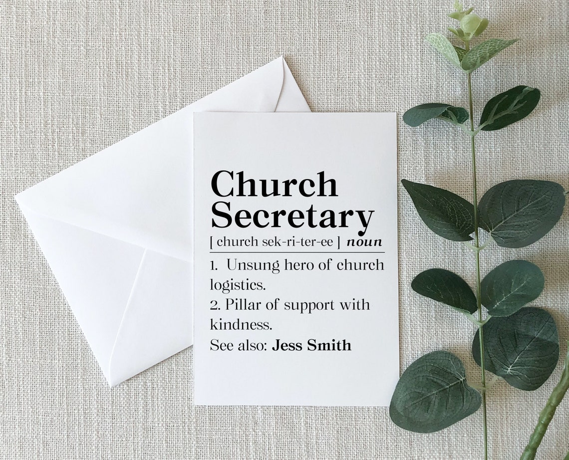 Personalized Church Secretary Thank You Card, Religious Appreciation ...