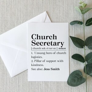 Personalized Church Secretary Thank You Card, Religious Appreciation ...