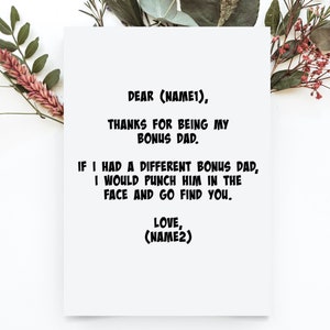 Personalized Fathers Day Card for Bonus Dad, Funny Step Dad Card, Bonus ...