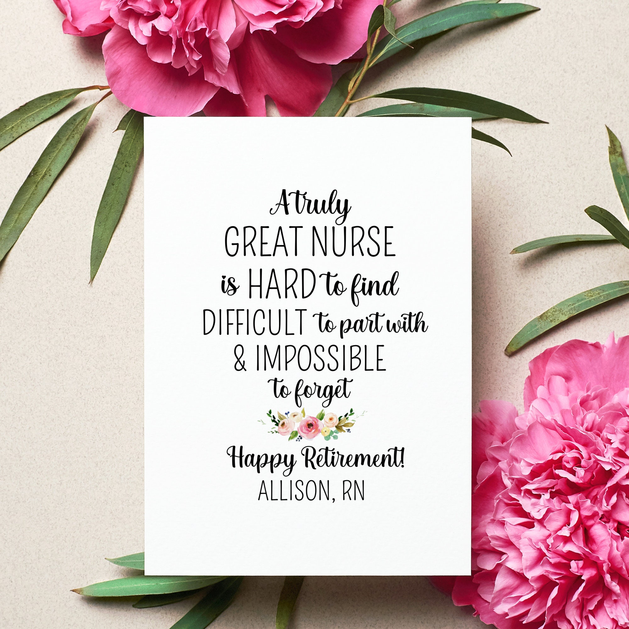 Personalized Nurse Retirement Card, Nurse Leaving Card, Registered ...