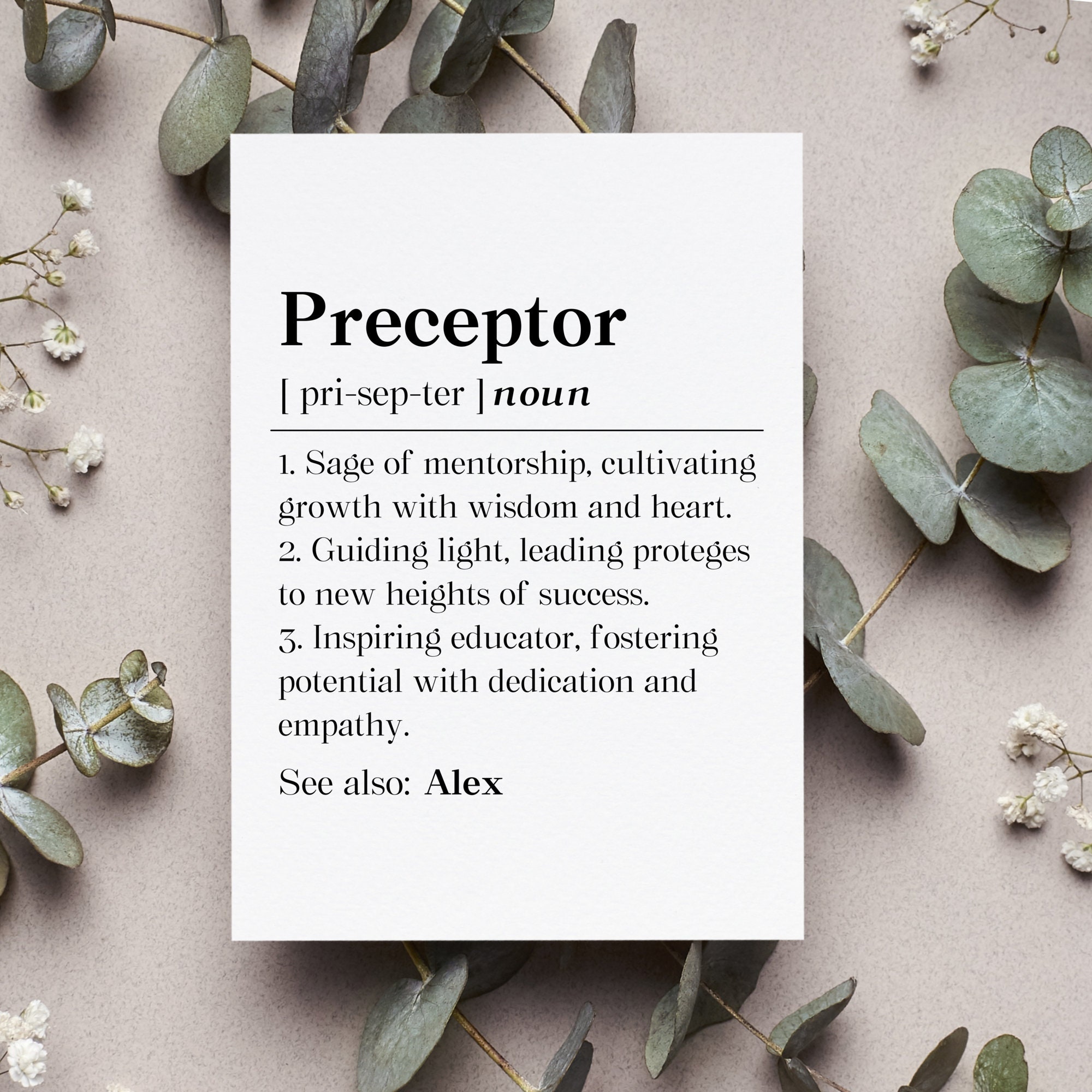 Personalized Preceptor Definition Card, Funny Best Preceptor Gift ...