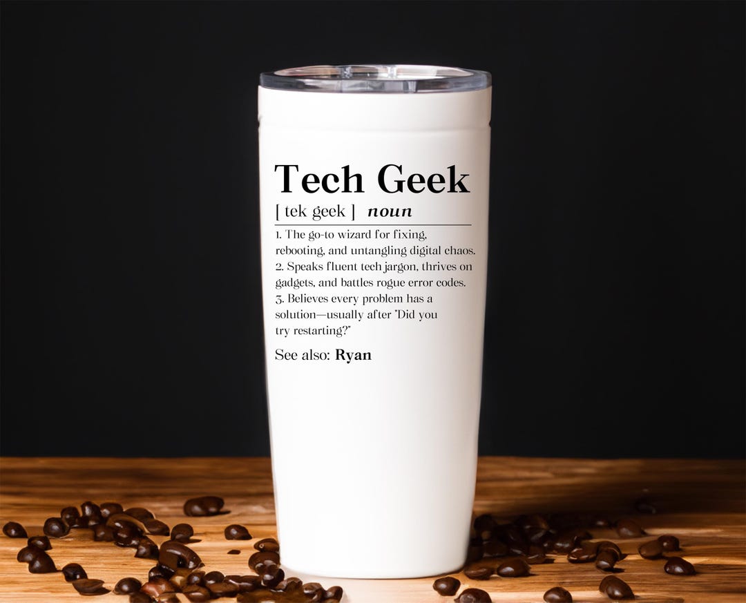 Tech Geek Tumbler, Personalized Computer Guy Gift, It Staff Travel Mug ...