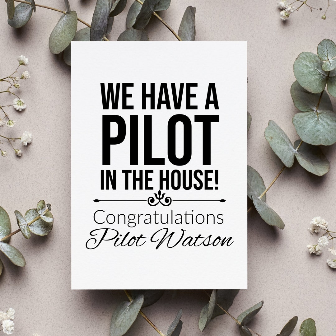 Personalized Pilot Graduation Card, Pilot Card, Flight School Card ...