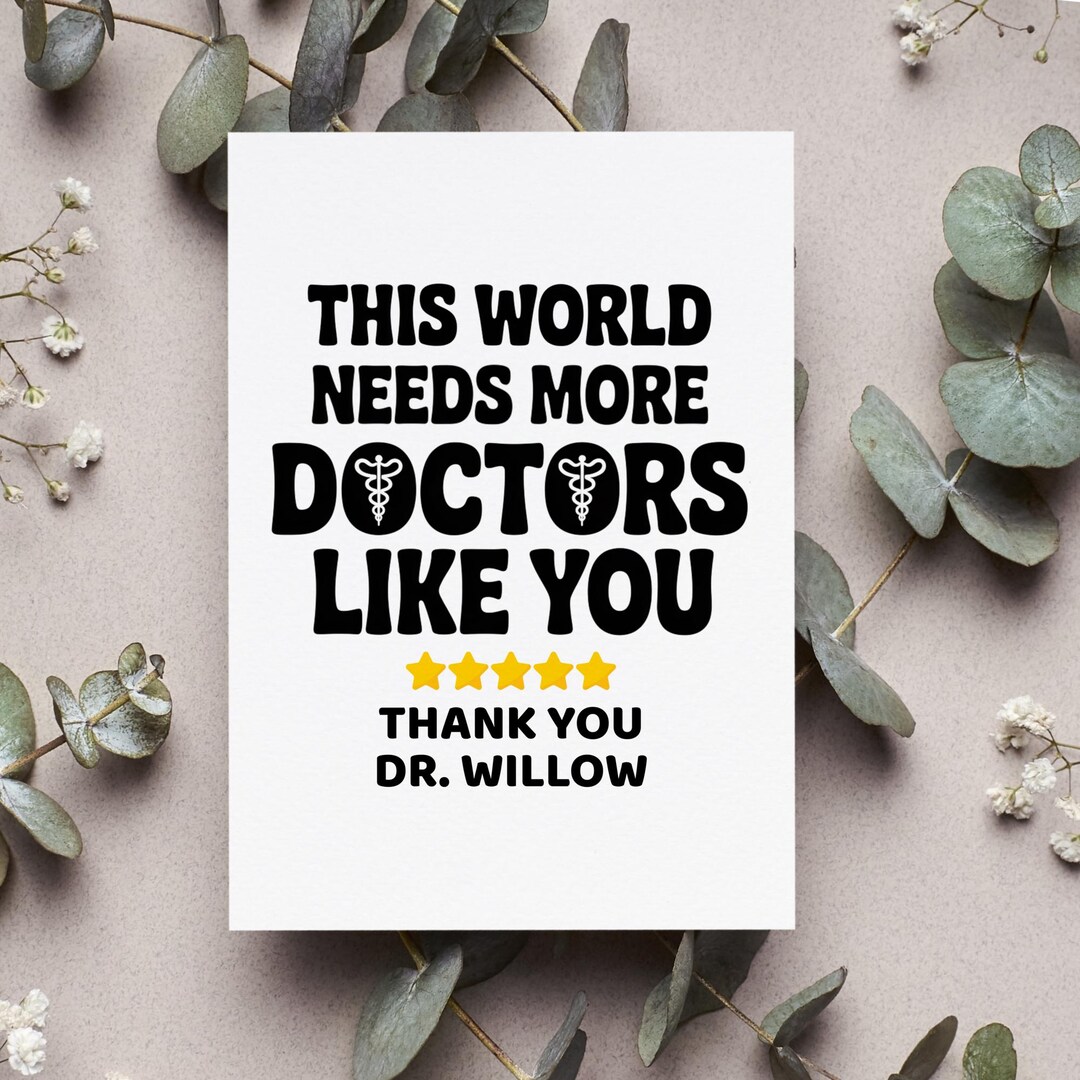 Personalized Doctor Appreciation Card, Custom Thank You Doctor Gift ...