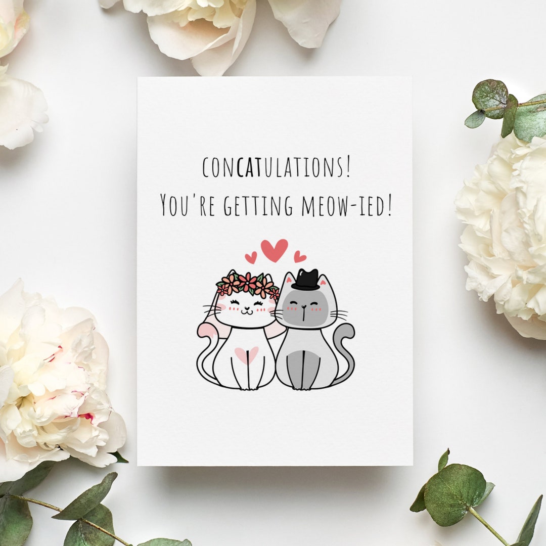 Funny Cat Engagement Card for Couple, Cat Pun Engagement Gift for ...