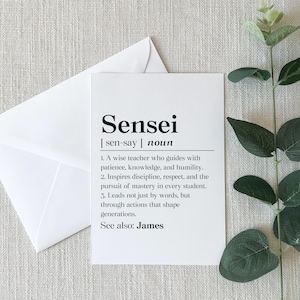 Personalized Sensei Card, Karate Instructor Gift, Gift From Student ...