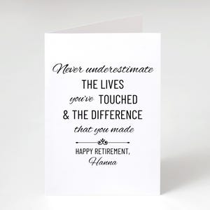 Personalized Retirement Card, Never Underestimate the Difference You ...