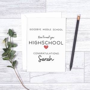 Personalized Middle School Graduation Card, Goodbye Middle School Gift ...